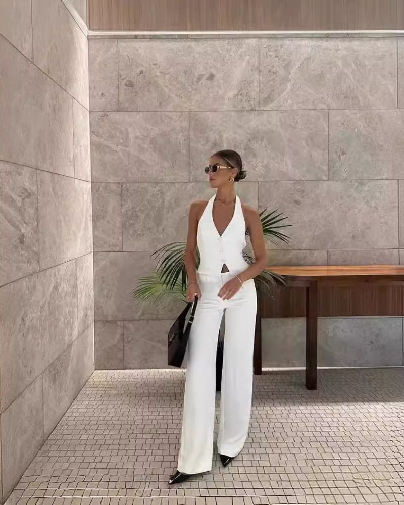NATALI - Backless Sling Top And Trousers Suit – BOMIA